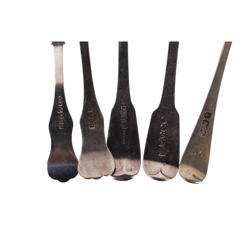 Five 19th and 20th century silver spoons, including four Scottish ...