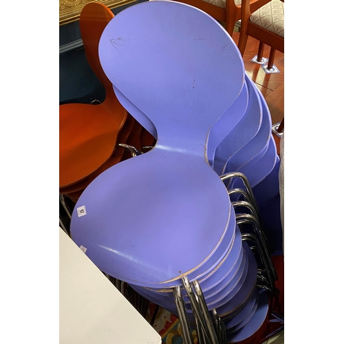 Sixteen violet dining chairs