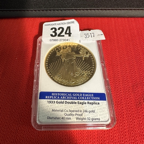 1933 GOLD DOUBLE EAGLE REPLICA LAYERED IN 24k GOLD