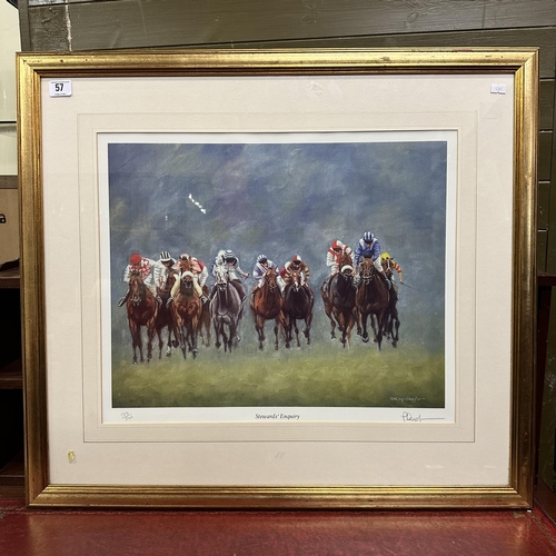 SIGNED LIMITED EDITION HORSE RACING SCENE TITLED “STEWARDS ENQUIRY” BY ...