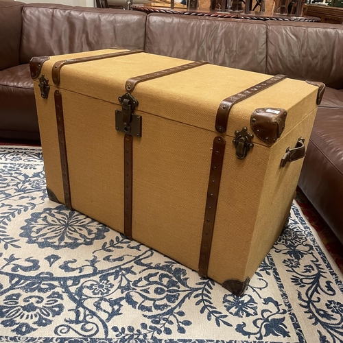 LARGE DESIGNER BLANKET BOX WITH LEATHER BINDINGS