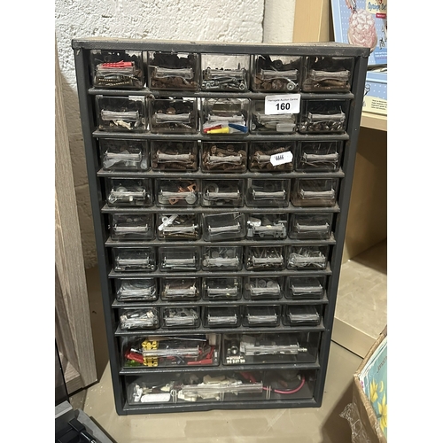 METAL AND PERSPEX MULTI DRAWER UNIT WITH CONTENTS