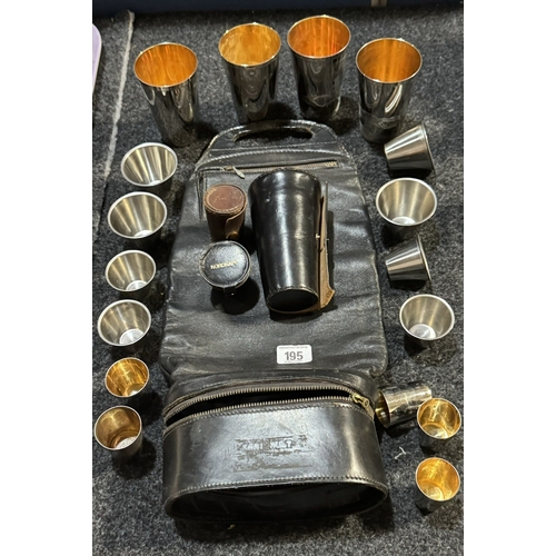 STACKING STIRRUP CUP SET WITH LEATHER CARRY CASE