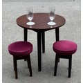 1950s FORMICA TOP PUB TABLE COMPLETE WITH PAIR OF MATCHING PUB STOOLS