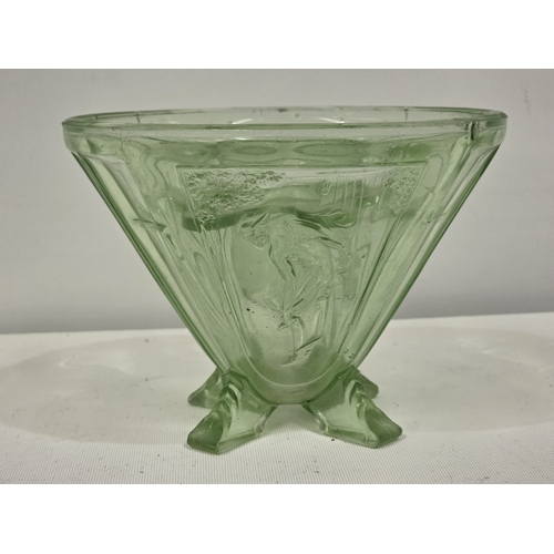 SOWERBY ART DECO 1930’S GREEN GLASS ‘MERCURY’ VASE