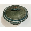 1930S DEEP GREEN AND SAGE GLAZED COOKING POT WITH DISTINCTIVE RAISED ...