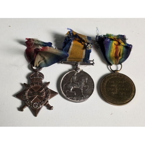 THREE WW1/GREAT WAR MEDALS ON RIBBONS, DVR T HIRD R.F.A 84744