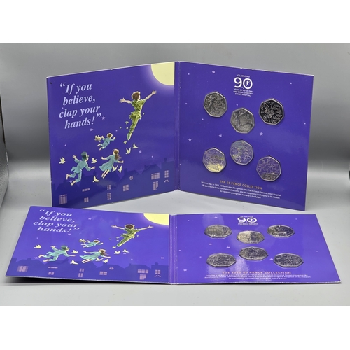 2X 90 YEARS OF PETER PAN 50P COIN COLLECTION