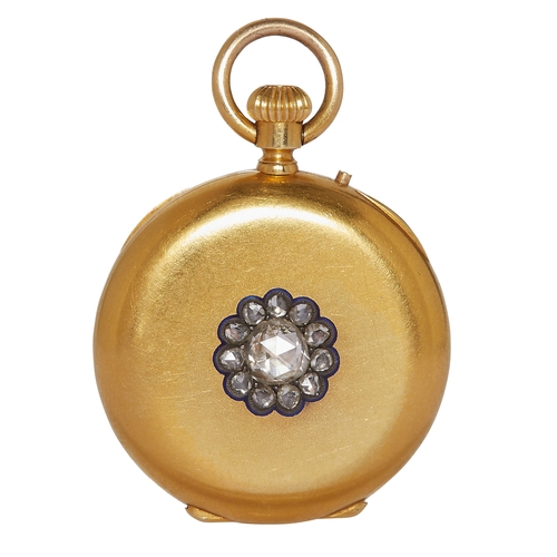 GOLD AND DIAMOND POCKET WATCH, in 18 ct. gold. The White dial with ...