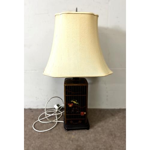 Three modern table lamps, including a pretty example with bronzed stag ...