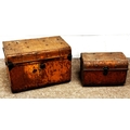 Two vintage travel tin trunks, large trunk width 74cm, depth 50cm ...