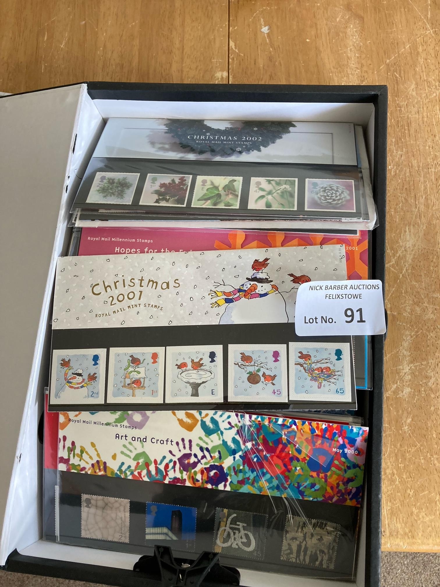 Stamps : GB presentation packs in box file modern 1980s-2000s with a FV ...