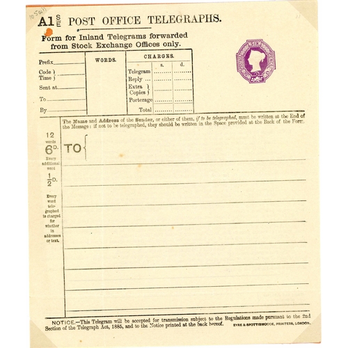 QV UNUSED TELEGRAPH FORMS 1870-1901: A small set of mint forms inc ...