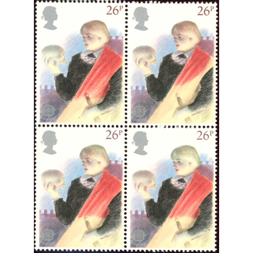 1982 (APR) BRITISH THEATRE: 26p value in unmounted mint block of four with bright rose red colour pa