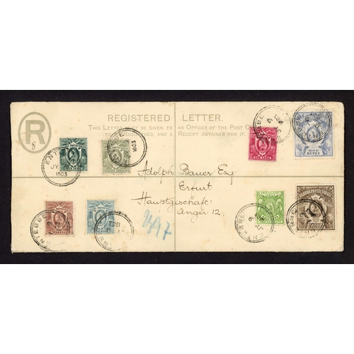 1903 REGISTERED ENVELOPE TO HAUSTGESCHAFT:9 July 1903 H2 size 2c ...