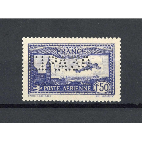 1930 AIR EXHIBITION EIPA perfin on 1f 50c blue airmail stamp [SG 484 ...