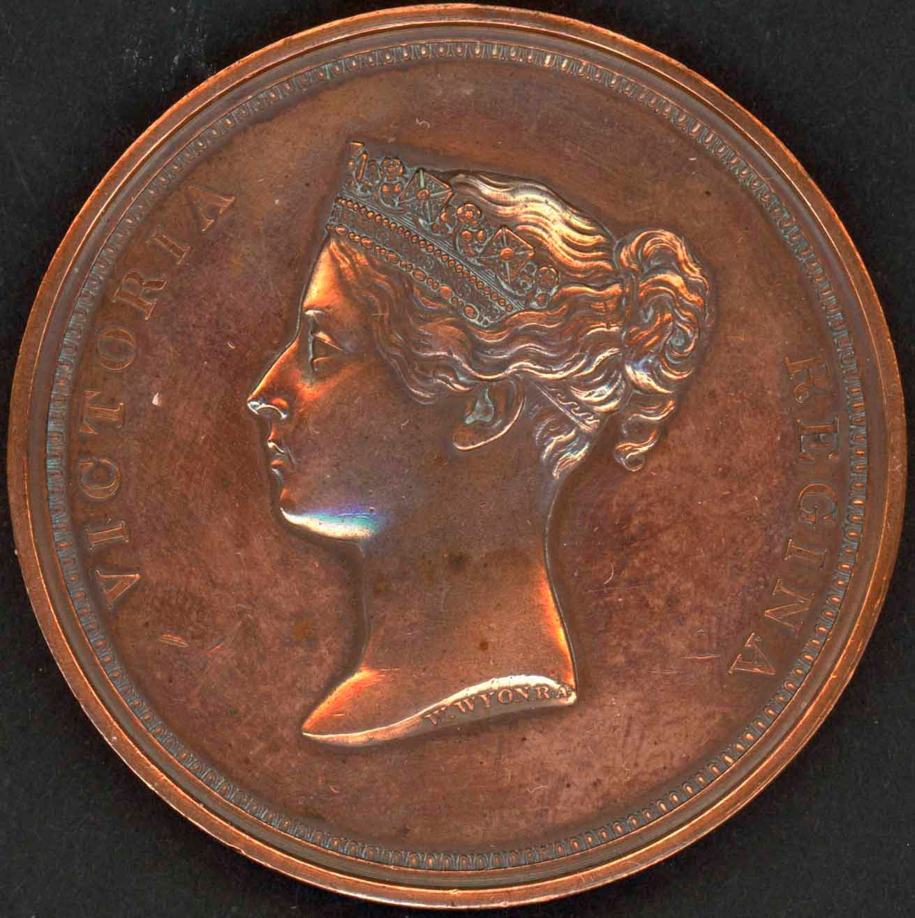 RARE WYON MEDALLION IN BRONZE: commemorating Queen Victoria's visit to ...