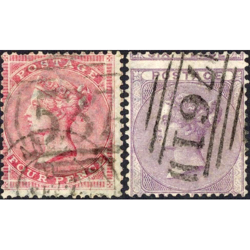 1855-57 LARGE GARTER WATERMARK 4d rose with inverted watermark, centred ...