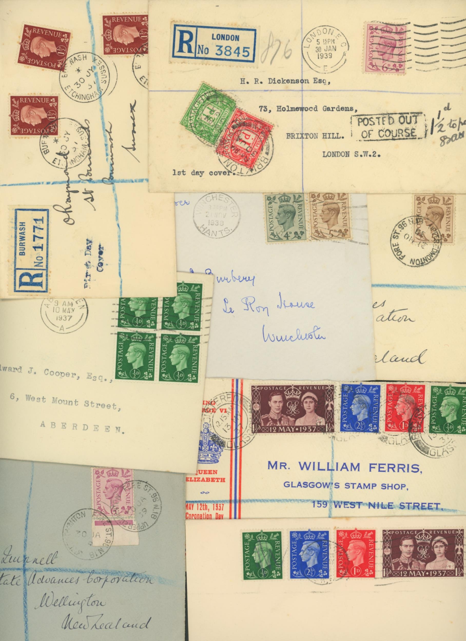 FIRST DAY COVERS: 1937-39 1st day cover selection with all definitive ...