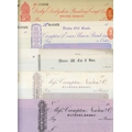 OLD CHEQUES WITH EMBOSSED TAX STAMP FROM VARIOUS DERBY BANKS, ALMOST ...