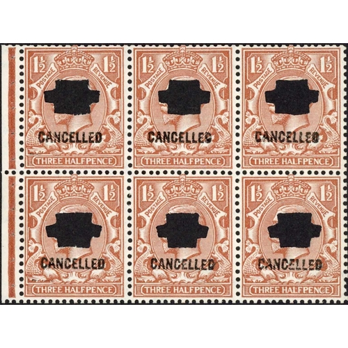 1924 BLOCK CYPHER WATERMARK (INVERTED) BOOKLET PANES: ½d green, 1d ...