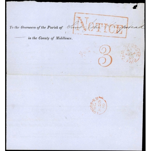 1859 RARE NOTICE OF OBJECTION: 24 Aug. 1859 printed Parliamentary mail ...