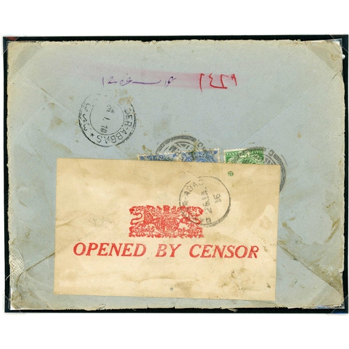 INDIA USED ABROAD ON COVER - WWI CENSORED, F.P.O.s, ETC.: 1908-22 group ...
