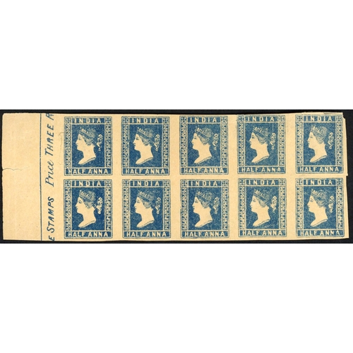 1854 ½a BLUE DIE I "A" STONE [49-53/57-61: An unused marginal block of ...