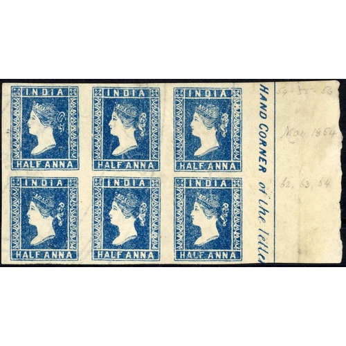 1854 ½a BLUE DIE I "A" STONE MARGINAL BLOCK OF SIX [77-78/85-85-93-94 ...