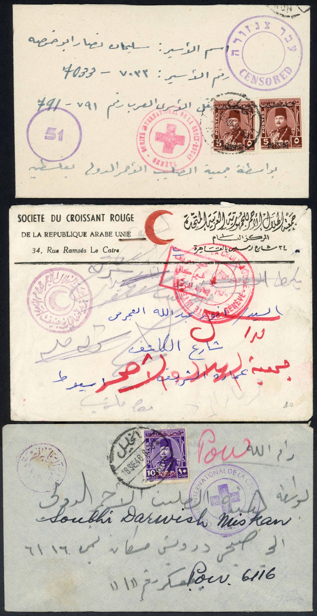 WWII & LATER RED CROSS: A group of covers with Red Cross cachets (one ...