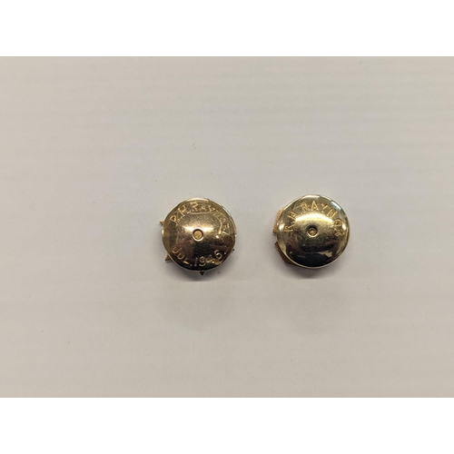 Two 9ct gold enamel Long Service lapel badges to include an Esso ...