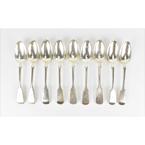 A set of nine Victorian Scottish silver table spoons by James McKay ...