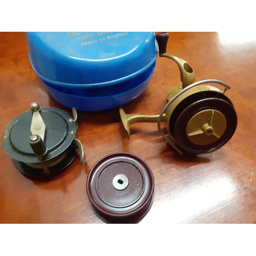 Two fishing reels to include a KP Morritt spinning reel, together with ...