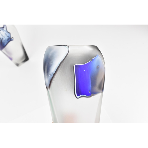 Anthony Wassell (contemporary) British two triangular shaped glass ...