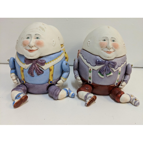 Five Humpty Dumpty China storage jars with a lid (head) on a hinge and ...