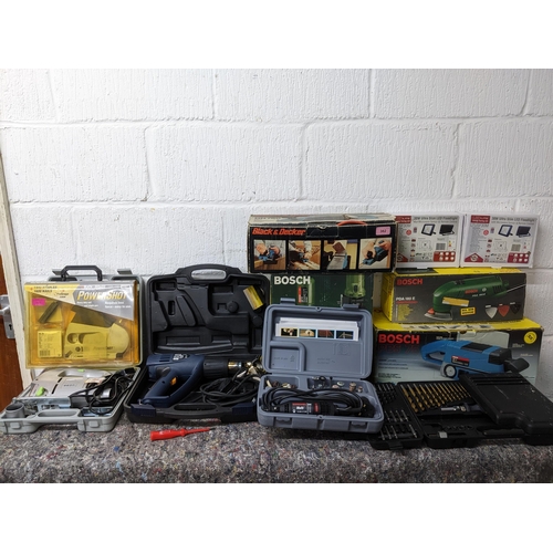 Two Black and Decker folding Workmate benches, and various cased and ...