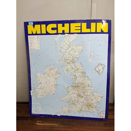 A vintage metal and enamelled Michelin road map sign, stamped Jan 92 ...