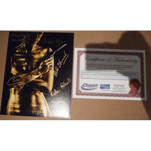 007 James Bond memorabilia with 7 signed photographs and COA includes ...