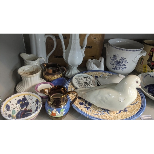 A mixed lot of ceramics and collectables to include a Burleigh Ironstone cheese dome, along with a M