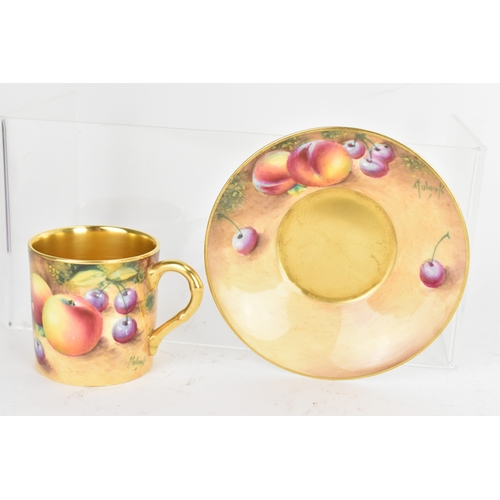 Six Royal Worcester porcelain coffee cans and saucers, by William Roberts, post-war, artist signed,