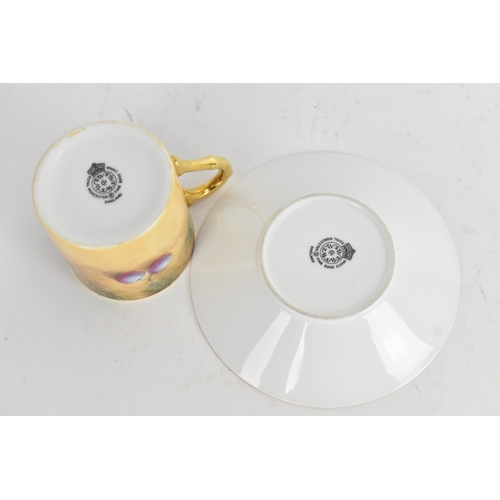 Six Royal Worcester porcelain coffee cans and saucers, by William Roberts, post-war, artist signed,