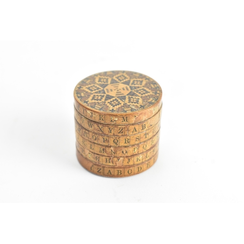 A 19th century rare Tunbridge ware alphabet combination sovereign box ...