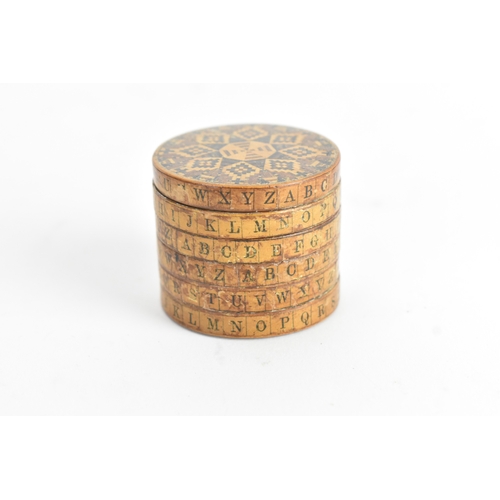 A 19th century rare Tunbridge ware alphabet combination sovereign box ...