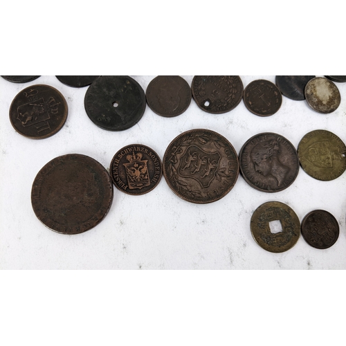 A collection of British and other copper coinage to include Charles II ...