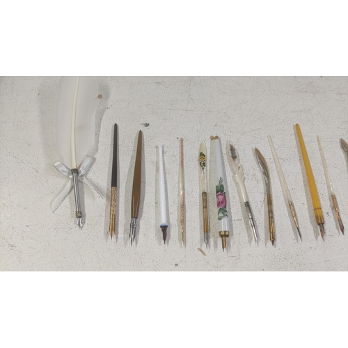 A collection of vintage dip pens to include an Akin Lambert mother of ...