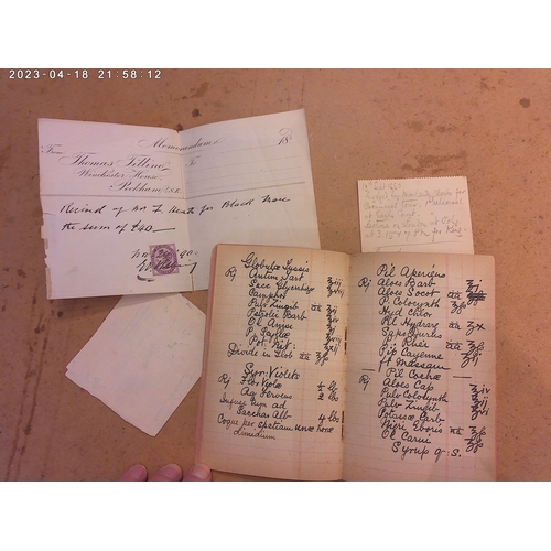 Ephemera with WW1 billheads and Home Front invoices-handwritten Victorian medicinal and household re