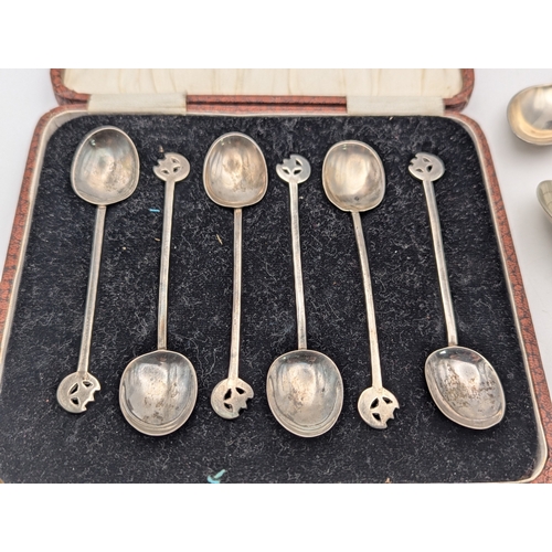 Silver to include a set of six coffee spoons with star and crescent ...