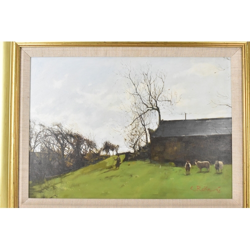 Charles Rake (B.1946) An oil on board entitled 'The Old Farm', signed ...