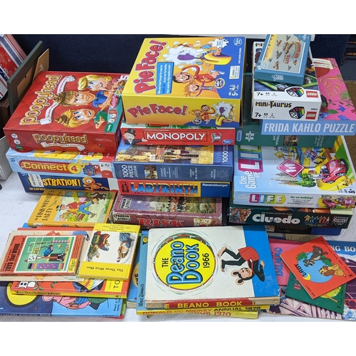 A selection of board games and children's books to include a Beano 1966 ...