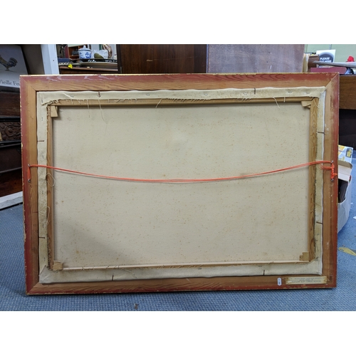 An oil on canvas depicting a path along the River Fowley, bear the ...